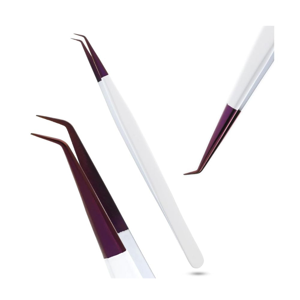 White Fiber tip Eyelash tweezer for Individual Isolation & Classic Las ...