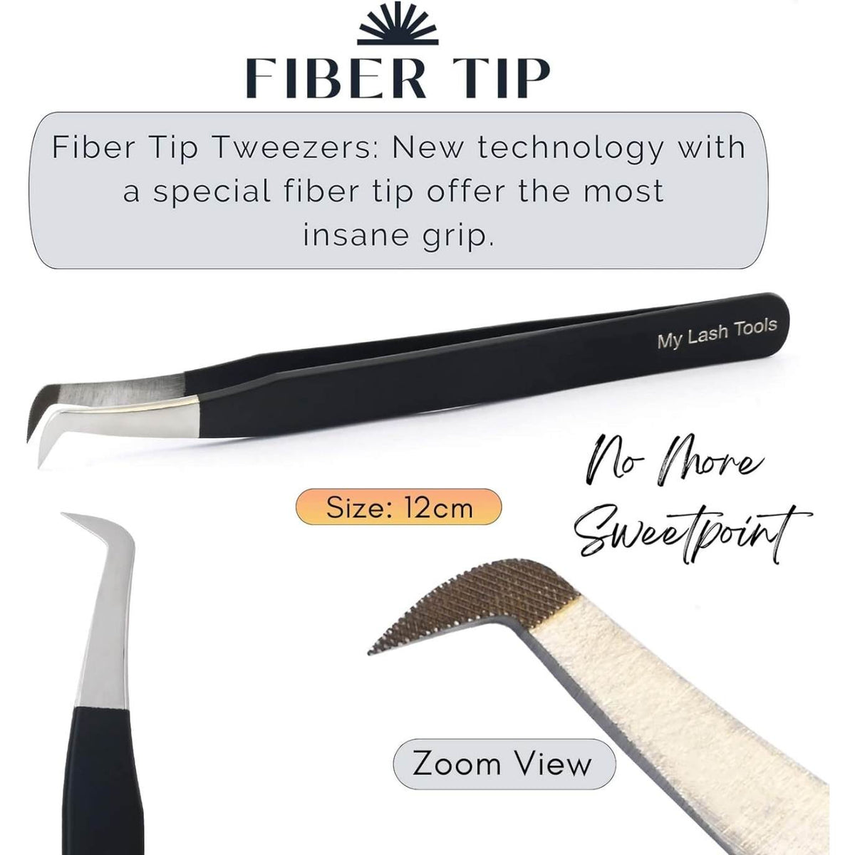 Black Eyelash Fiber Tip Tweezers SET OF 2 Straight and Curved Degree ...