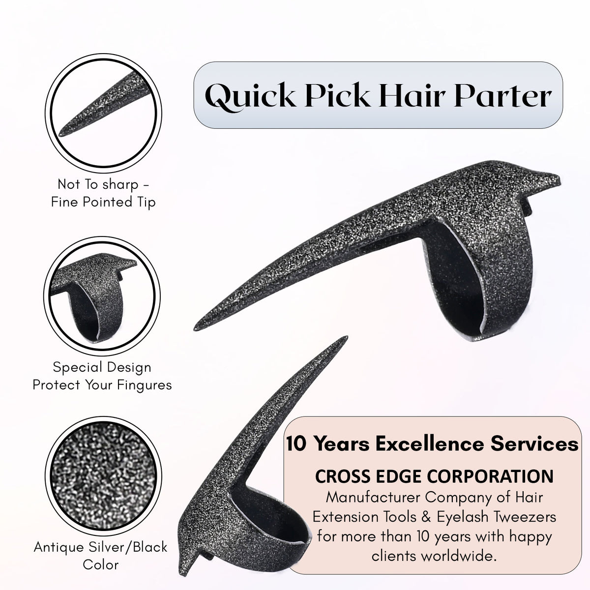 Hair Parting & Sectioning Ring Stainless Steel Finger Braiding Hair Pi ...